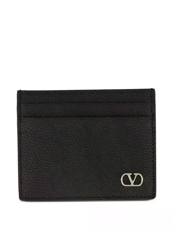 Valentino Garavani Vlogo Signature Leather Card Holder - Black