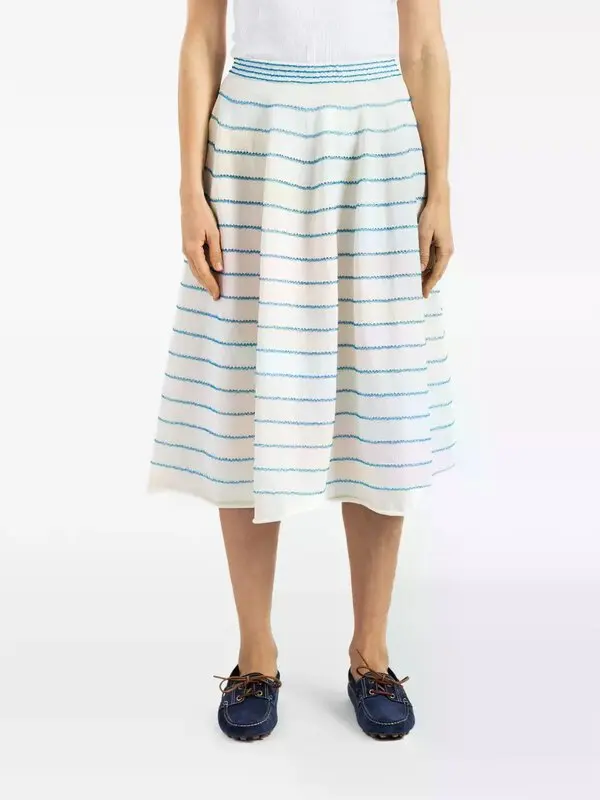 BIELO Wavy-stripe Knit Midi Skirt