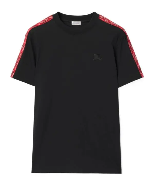 Burberry Check Trim Cotton T-shirt - Black