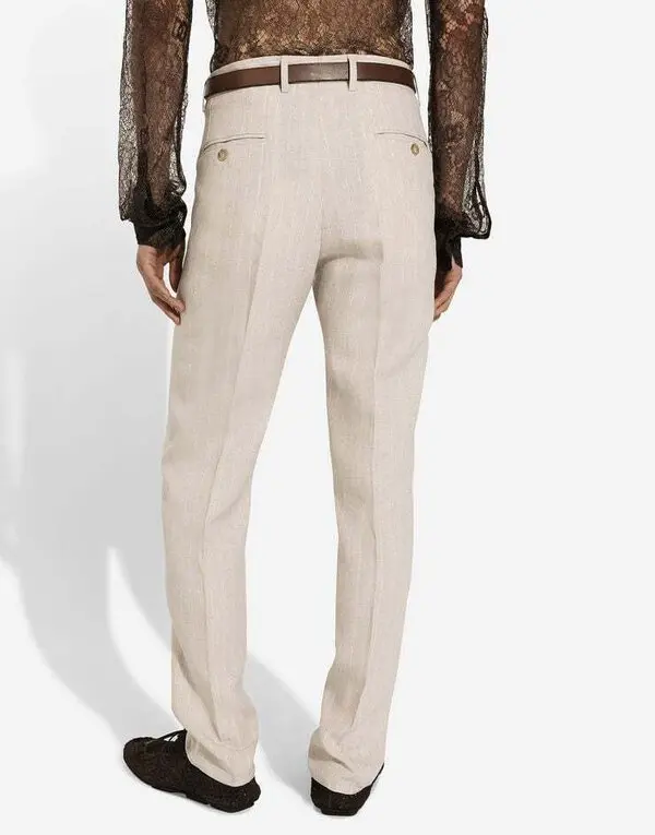 Dolce & Gabbana Tailored Linen Trousers - Beige