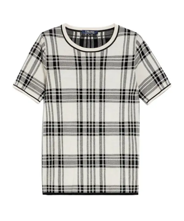 Max Mara Resena Plaid Wool Knitted T-shirt - Gray