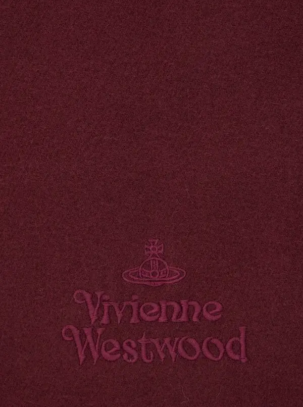 VIVIENNE WESTWOOD Logo Embroidered Fringed Scarf