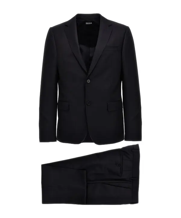 Zegna Single-breasted Straight Leg Tailored Suit - Black