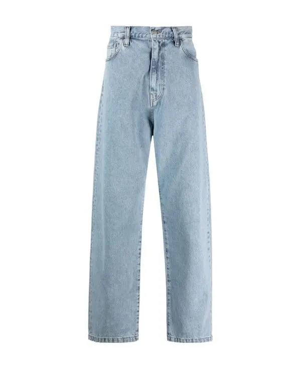 Carhartt Work In Progress Wide Leg Logo Patch Jeans - Blue