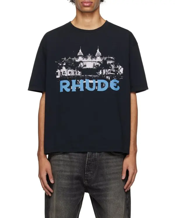 Rhude Logo Printed T-shirt - Black