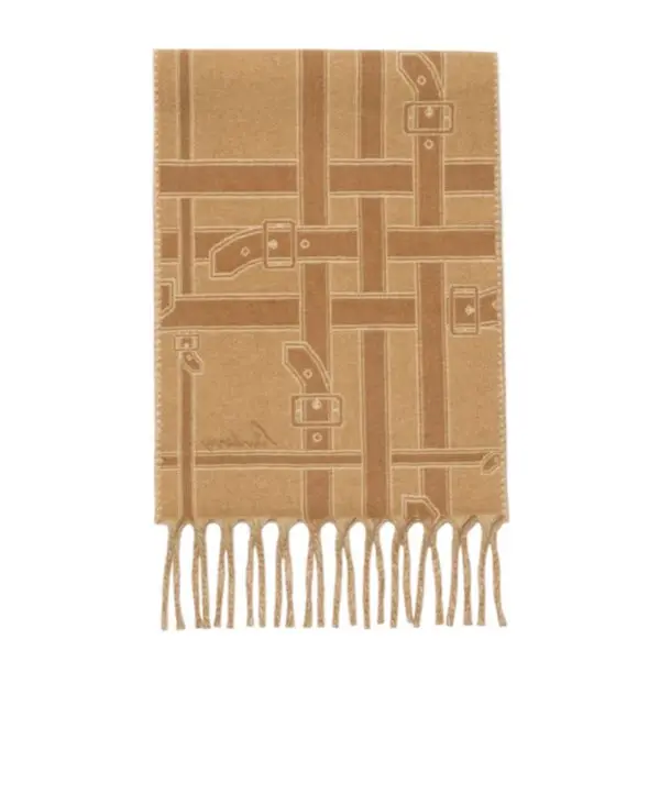 Burberry Belt Check Fringed Scarf - Beige