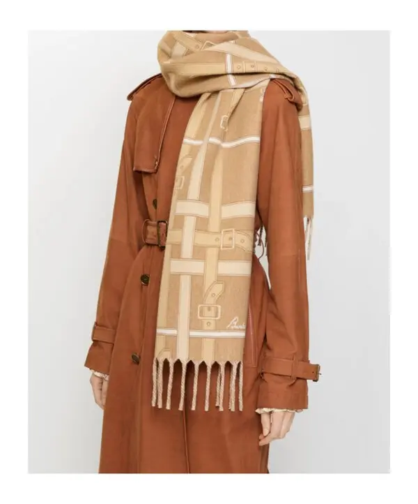 Burberry Belt Check Fringed Scarf