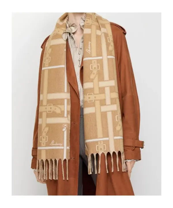 Burberry Belt Check Fringed Scarf
