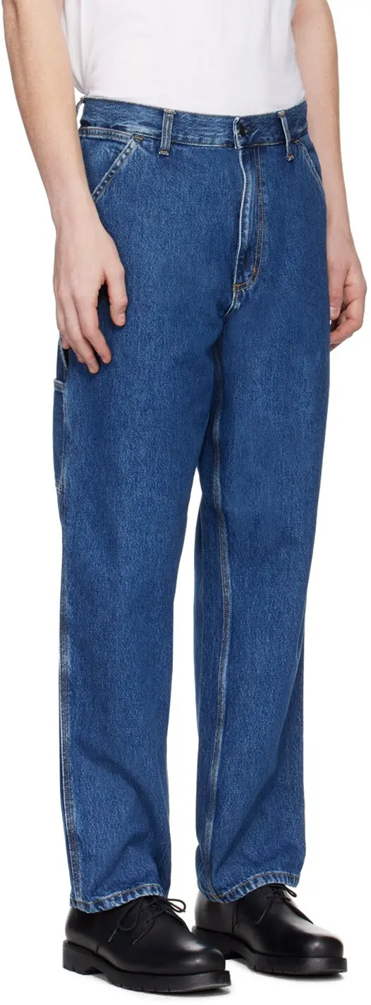 Carhartt Work In Progress Logo-patch Straight-leg Jeans - Blue