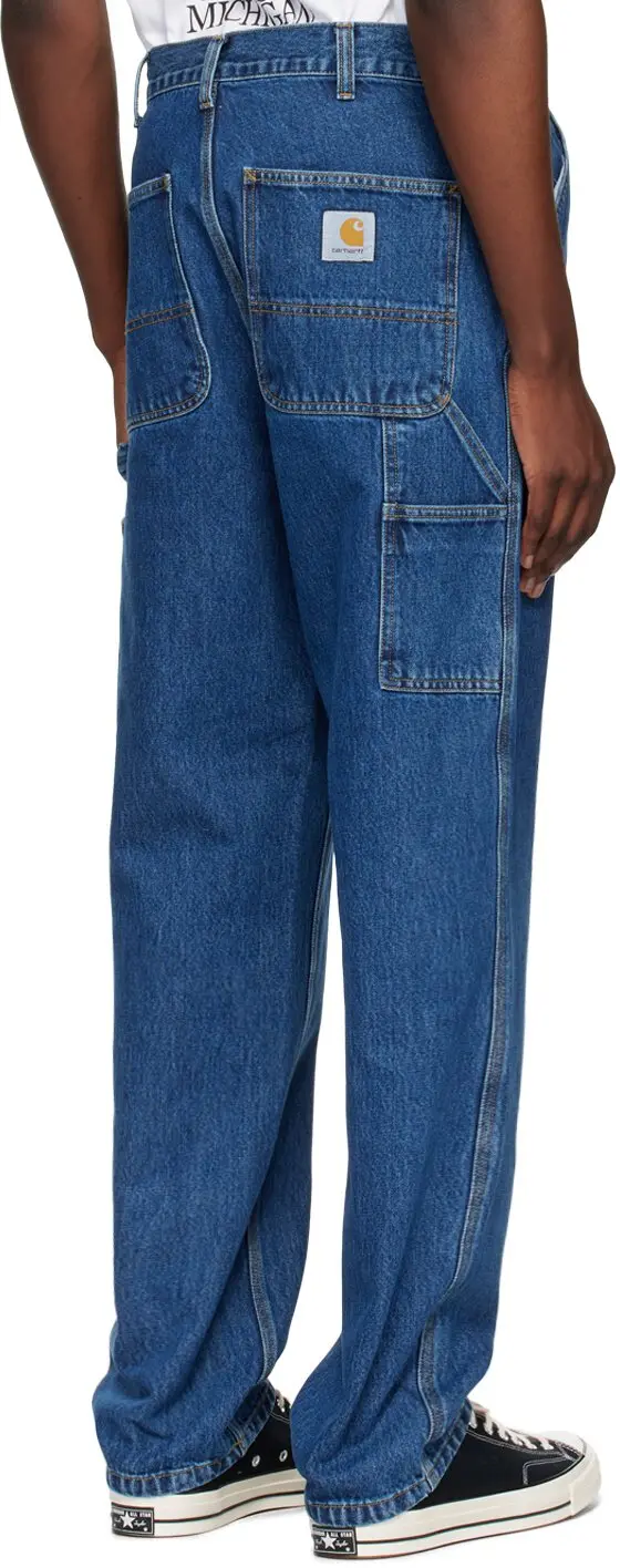 Carhartt Work In Progress Logo-patch Straight-leg Jeans - Blue