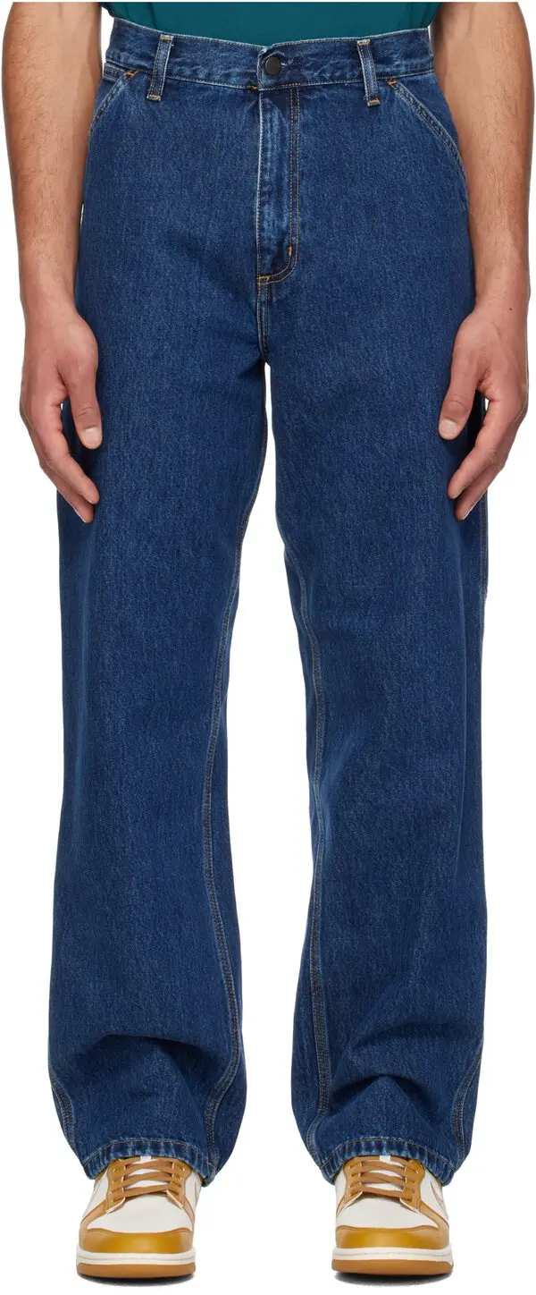 Carhartt Work In Progress Logo-patch Straight-leg Jeans - Blue
