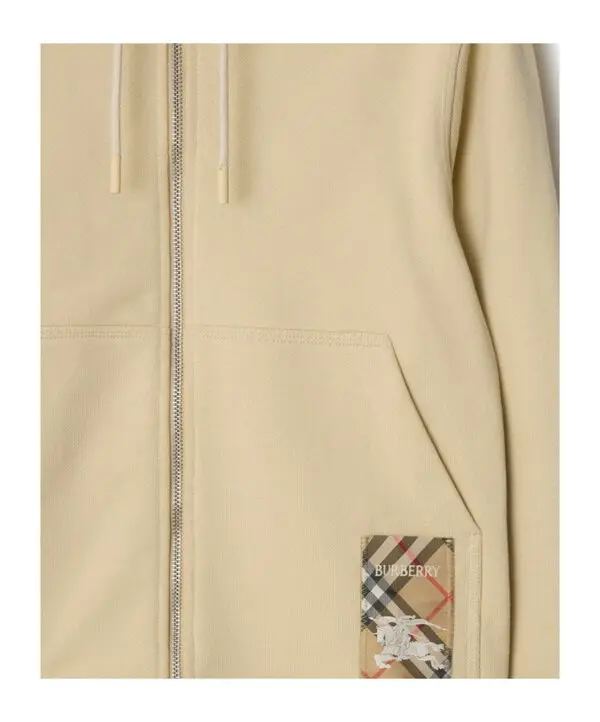 Burberry Logo Patch Zipped Drawstring Hoodie