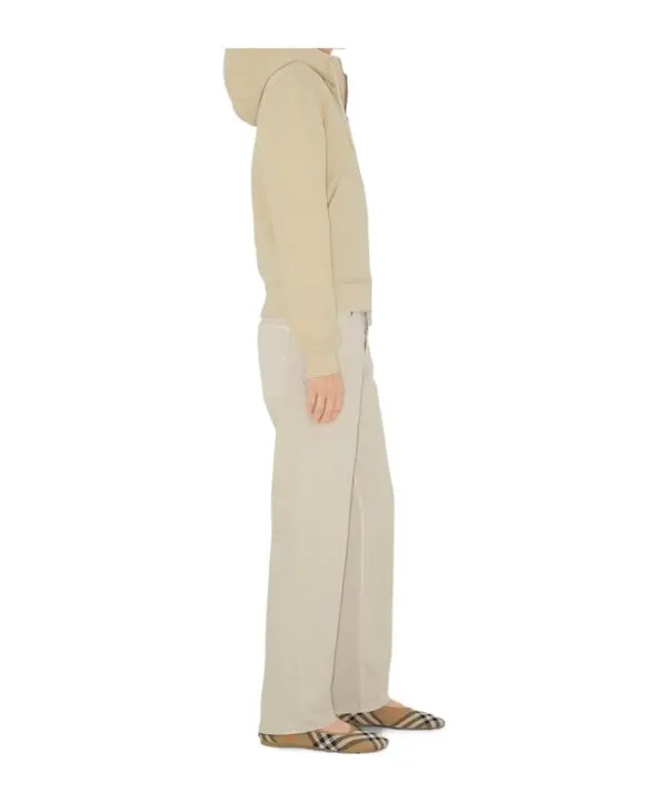 Burberry Logo Patch Zipped Drawstring Hoodie
