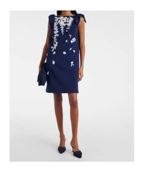 Carolina Herrera Embroidered Bow Detail Shift Dress