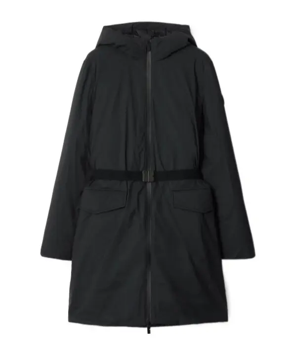 Burberry Mid-length Hooded Nylon Coat - Black