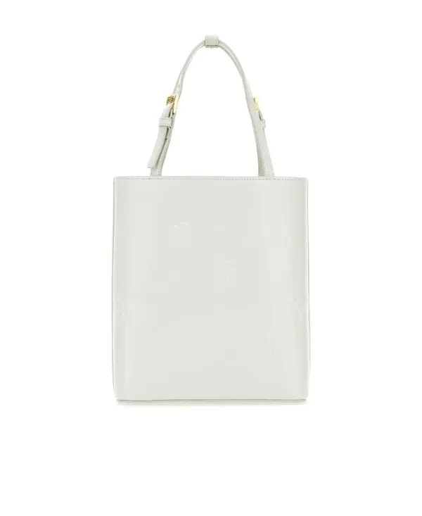 Prada Logo-triangle Floral-embossed Tote Bag