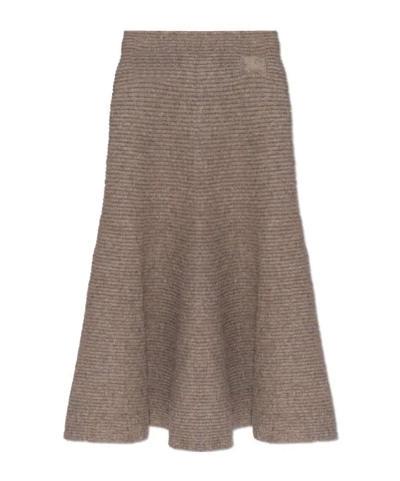 Burberry Asymmetrical Cut Flared Midi Skirt - Gray