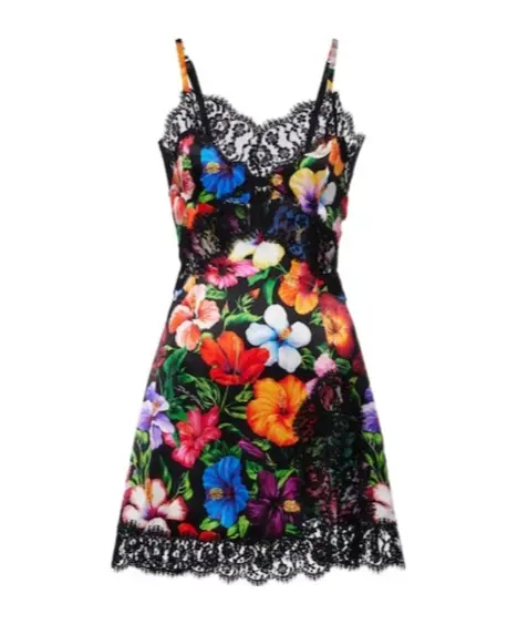 Dolce & Gabbana Floral Lace-trimmed Silk And Cotton-blend Mini Dress