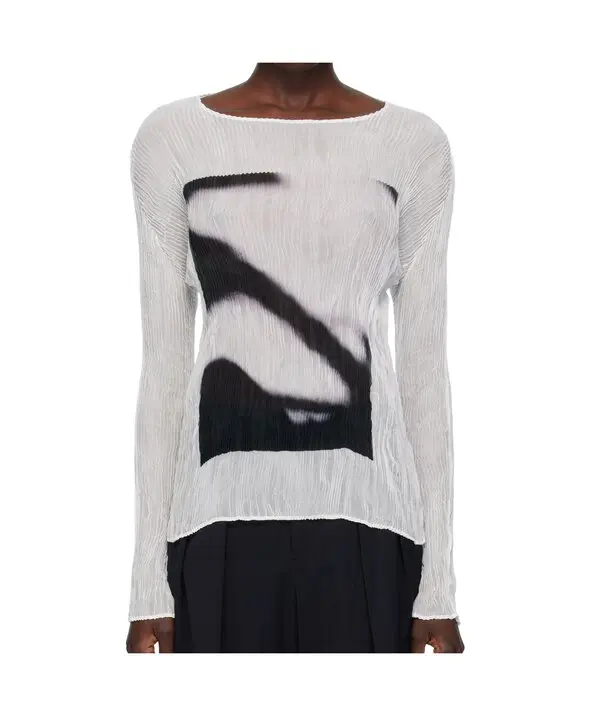 Issey Miyake May Shadow Study Chiffon Twist T-shirt - White