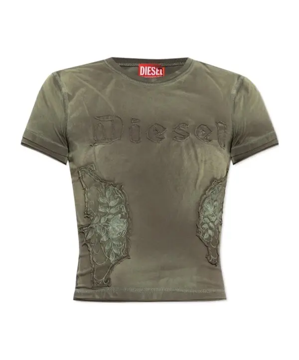 DIESEL® T-uncut Appliqué Faded T-shirt - Green