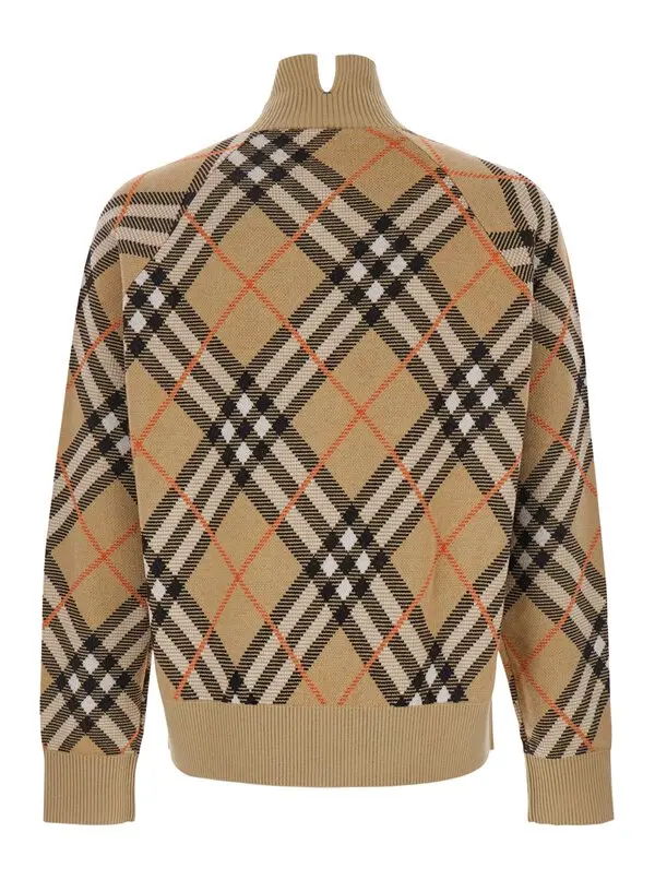 Burberry Checked Knitted Zip-up Jacket