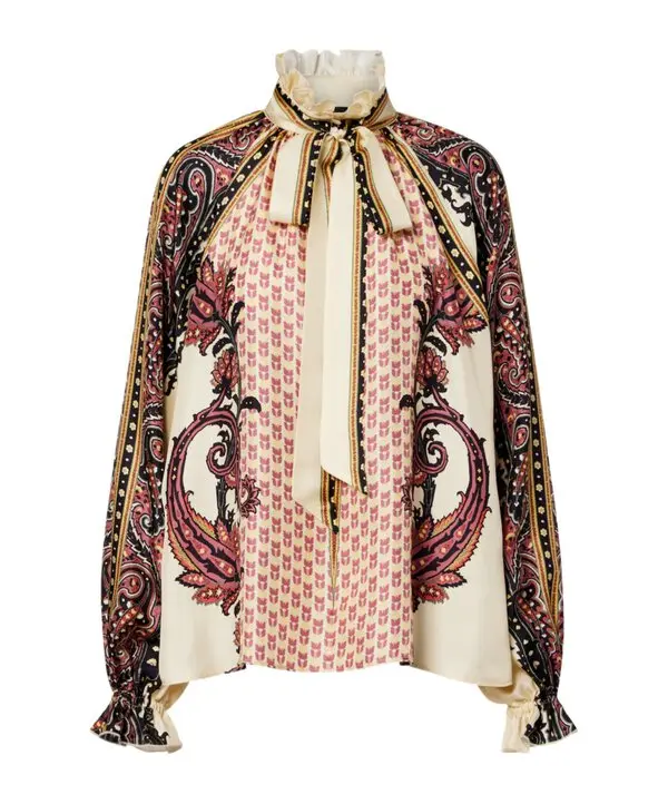 Etro Printed Silk Twill Blouse - Nude
