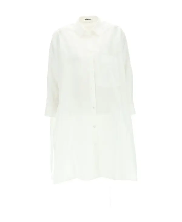 JIL SANDER Long-sleeved A-line Shirt Dress - White