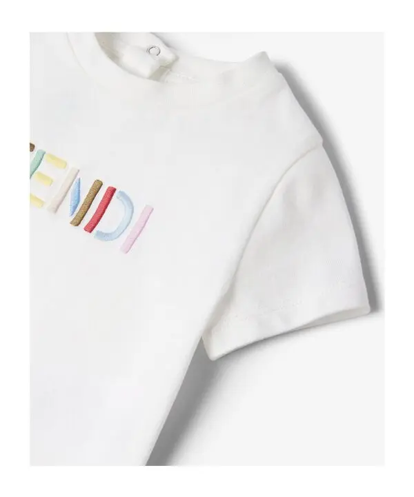 Fendi Logo Embroidered Short Sleeve T-shirt