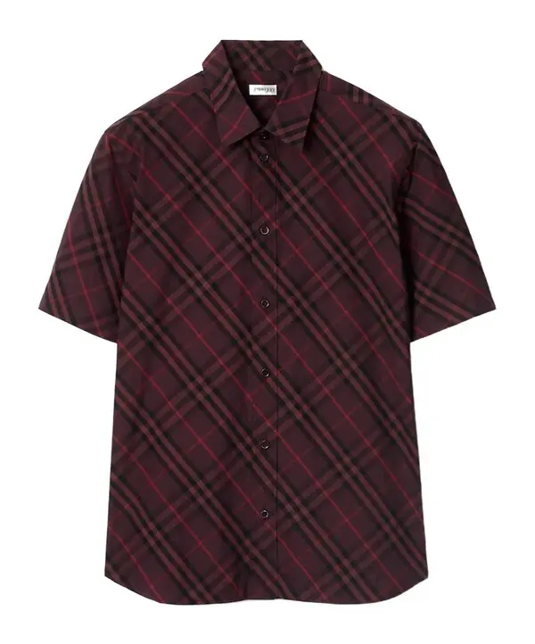 Burberry Relaxed Fit Check Cotton Shirt - Purple