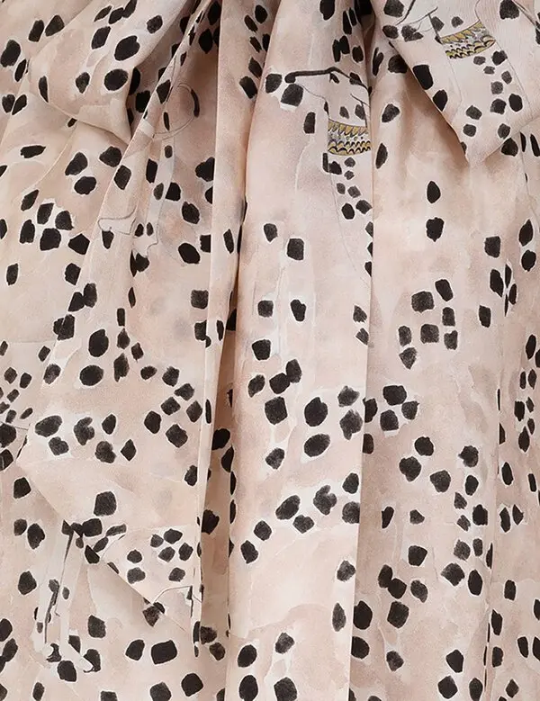 Zimmermann Illustrated Wavy Shirt With V-neck And Tie Detail