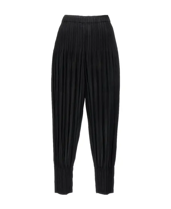 PLEATS PLEASE BY ISSEY MIYAKE Pleated Elastic Waist Pants - Black