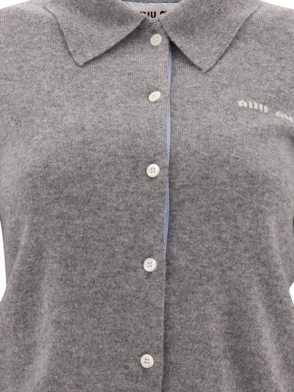Miu Miu Long Sleeve Button-up Cardigan With Collared Neck