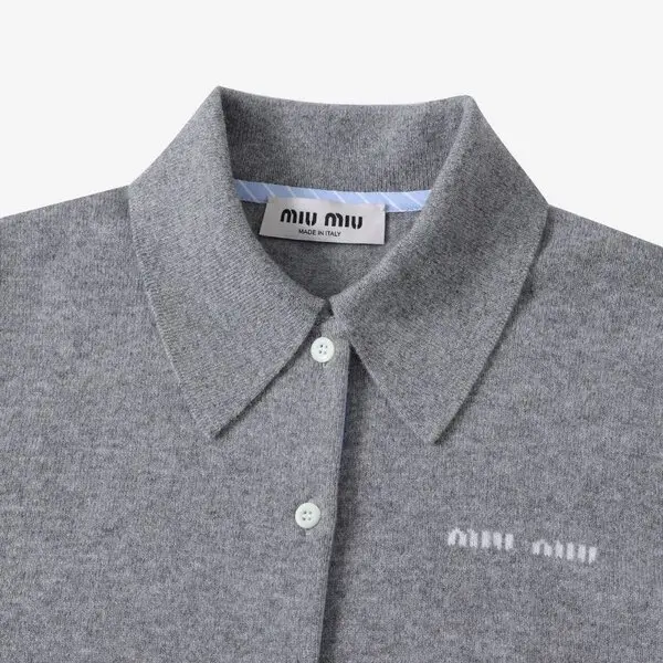 Miu Miu Long Sleeve Button-up Cardigan With Collared Neck