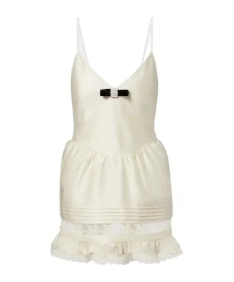 SHUSHU/TONG Lace-trimmed Wool And Silk Minidress - White