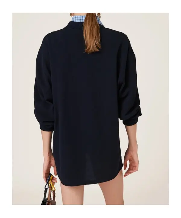 Miu Miu Logo-embroidered Piqué Long-sleeved Polo Shirt