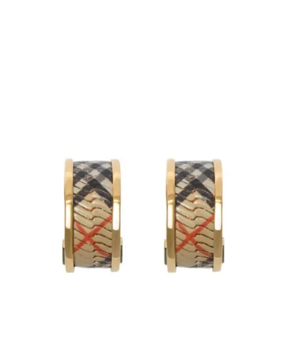 Burberry Check Print Hoop Earrings - Gold/sand