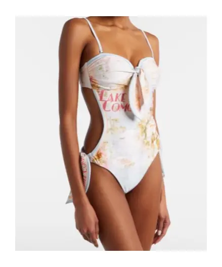 Zimmermann Printed One Piece Swimsuit With Bow Detail