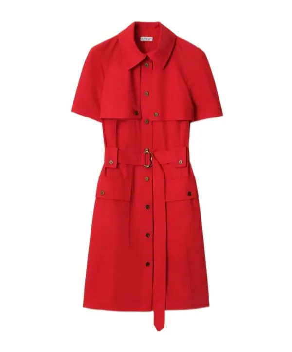 Burberry Wool Trench Dress - Crayon Red