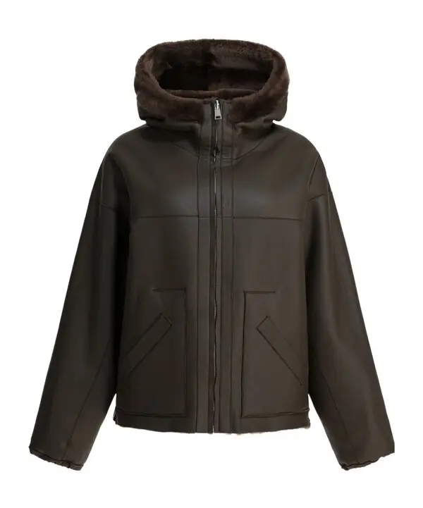 BLANCHA Hooded Faux Fur Jacket - Black