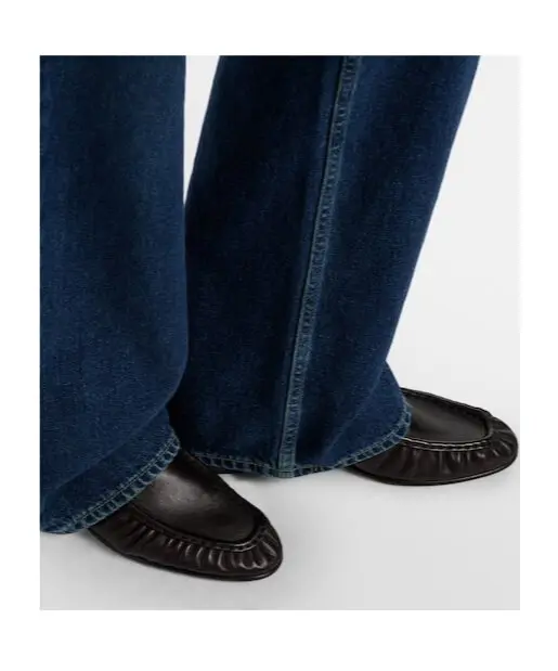 THE ROW Soft Leather Loafers With Gathered Toe And Block Heel