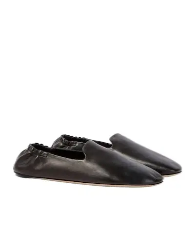 THE ROW Leather Slip-on Shoes - Black