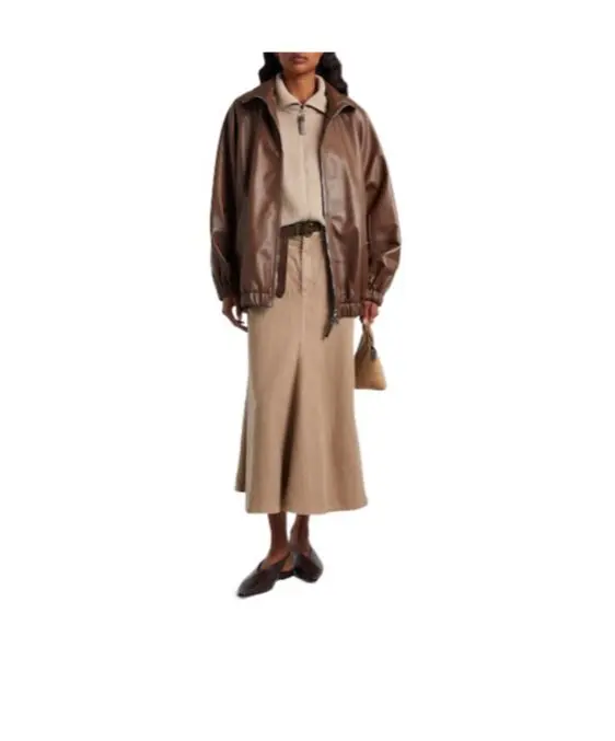 Brunello Cucinelli Dark Brown Leather Slingback Flats