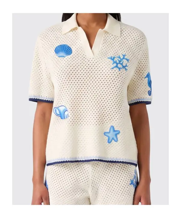 MC2 SAINT BARTH Embroidered Open-knit Polo Shirt