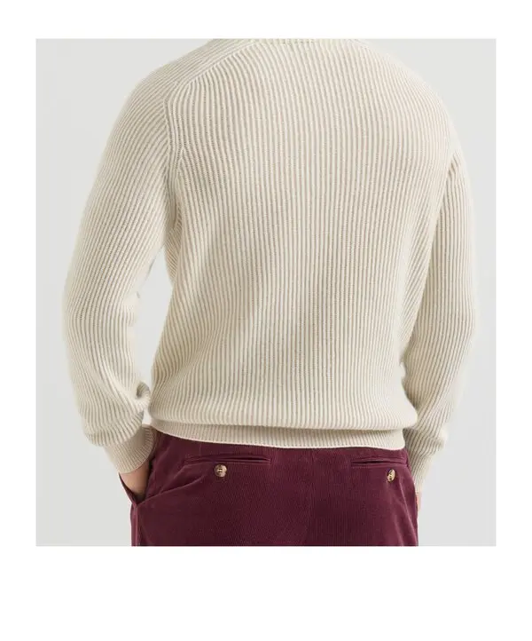 Brunello Cucinelli Ribbed Mock Neck Knitted Jumper - Panama