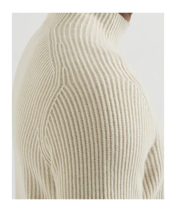 Brunello Cucinelli Ribbed Mock Neck Knitted Jumper - Panama