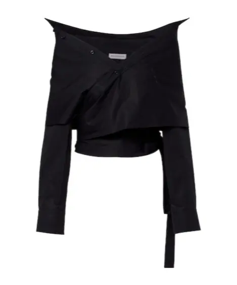 Balenciaga Off-shoulder Cotton Wrap Top - Black