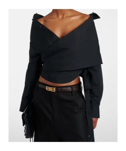 Balenciaga Off-shoulder Cotton Wrap Top