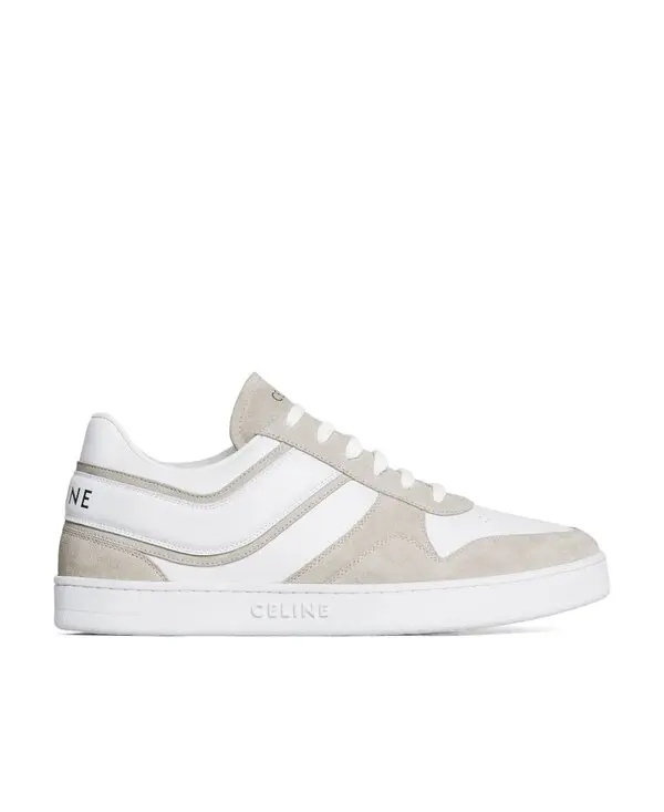 Celine Trainer Low Lace-up Sneaker In Suede Calfskin And Calfskin