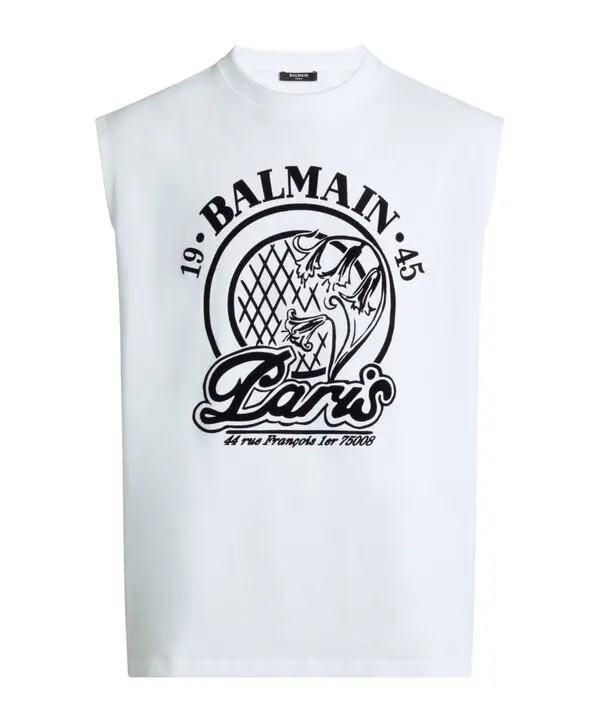 Balmain Flocked Quilted Tank Top - White