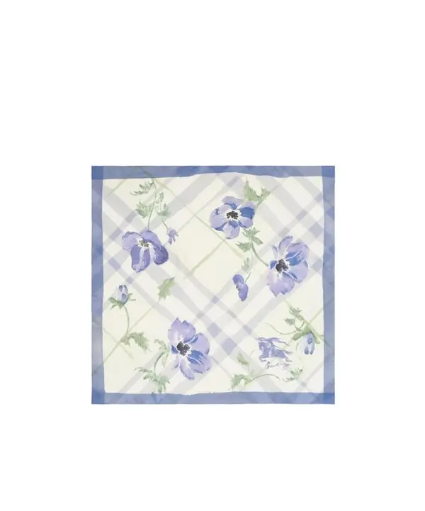 Burberry Watercolour Check Silk Scarf - Blue